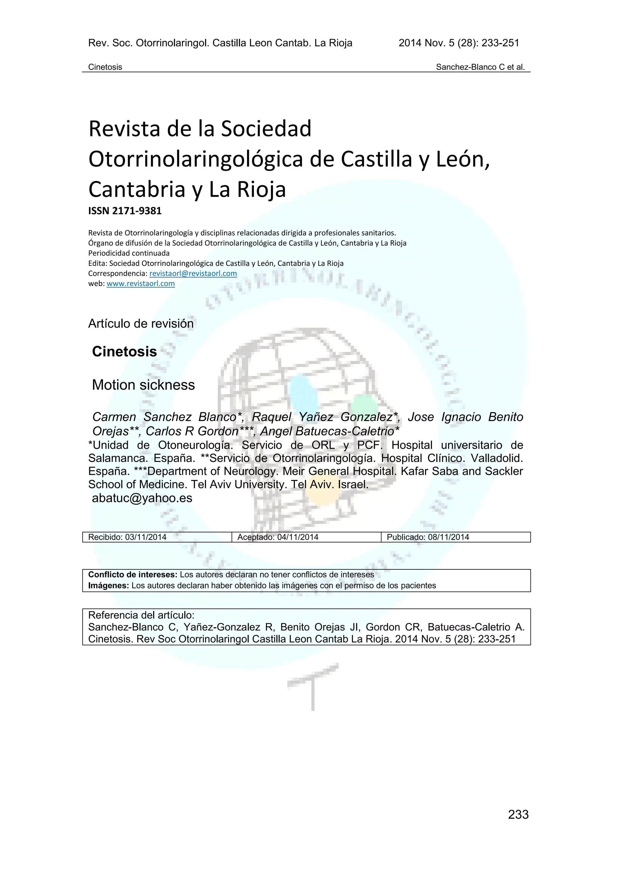 Artículo de revision cinetosis | PDF