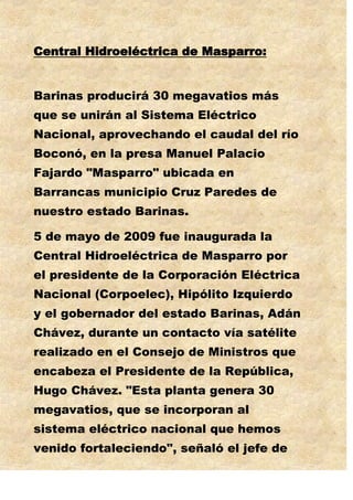 represas de venezuela | DOCX | South America Travel | Travel Locations