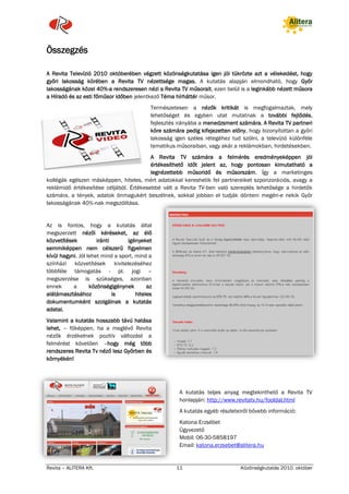 REVITA TV - ALITERA közönségkutatás rövid összefoglaló | PDF