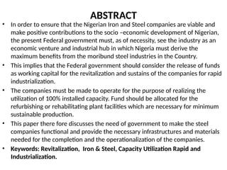 Revitalization of Ajaokuta Steel Plant, Ajaokuta | PPTX