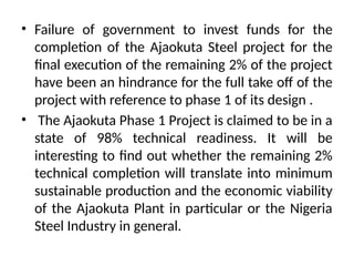 Revitalization of Ajaokuta Steel Plant, Ajaokuta | PPTX