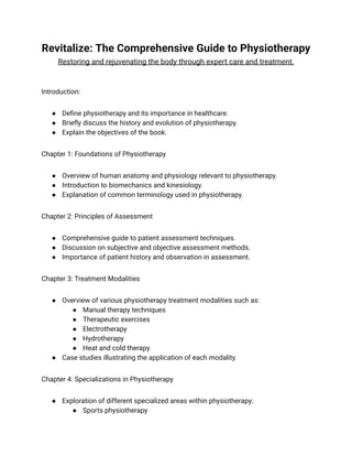 Revitalize - The Comprehensive Guide to Physiotherapy | PDF