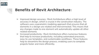 REVIT ARCHITECTURE TRAINING IN DELHI | PPTX | Computer Software and Applications | Computing