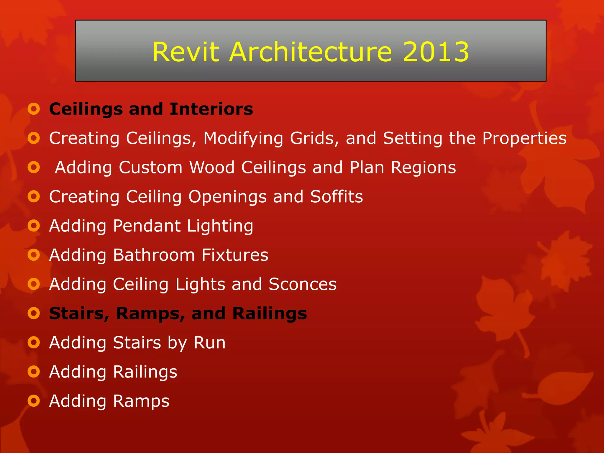 Revit Architecture 2013 Course Pptx Civil Engineering Industry Industries