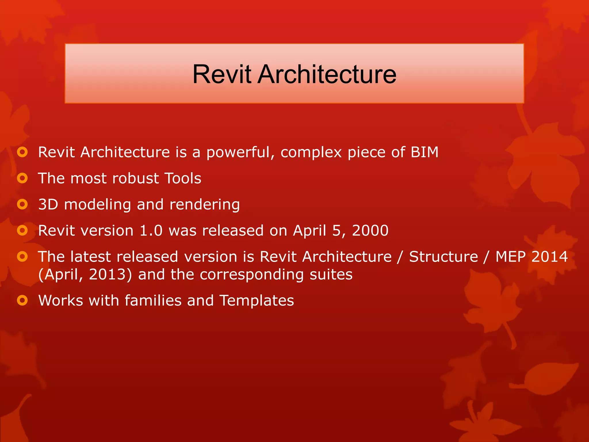 Revit architecture 2013 course | PPTX | Civil Engineering Industry | Industries