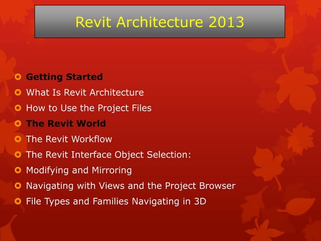 Revit architecture 2013 course | PPT