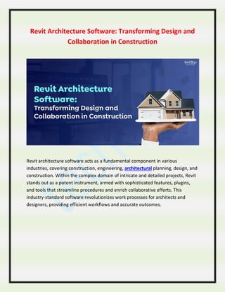 Revit Architecture Software: Transforming Design and Collaboration in Construction | PDF