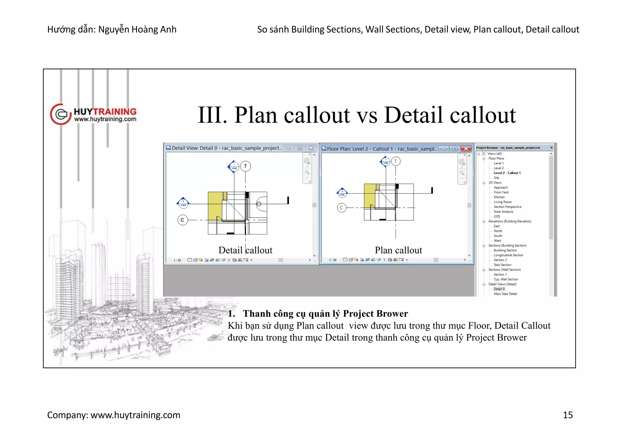 So Sánh building sections, wall sections, detail view, plan callout, detail callout trong Revit ...