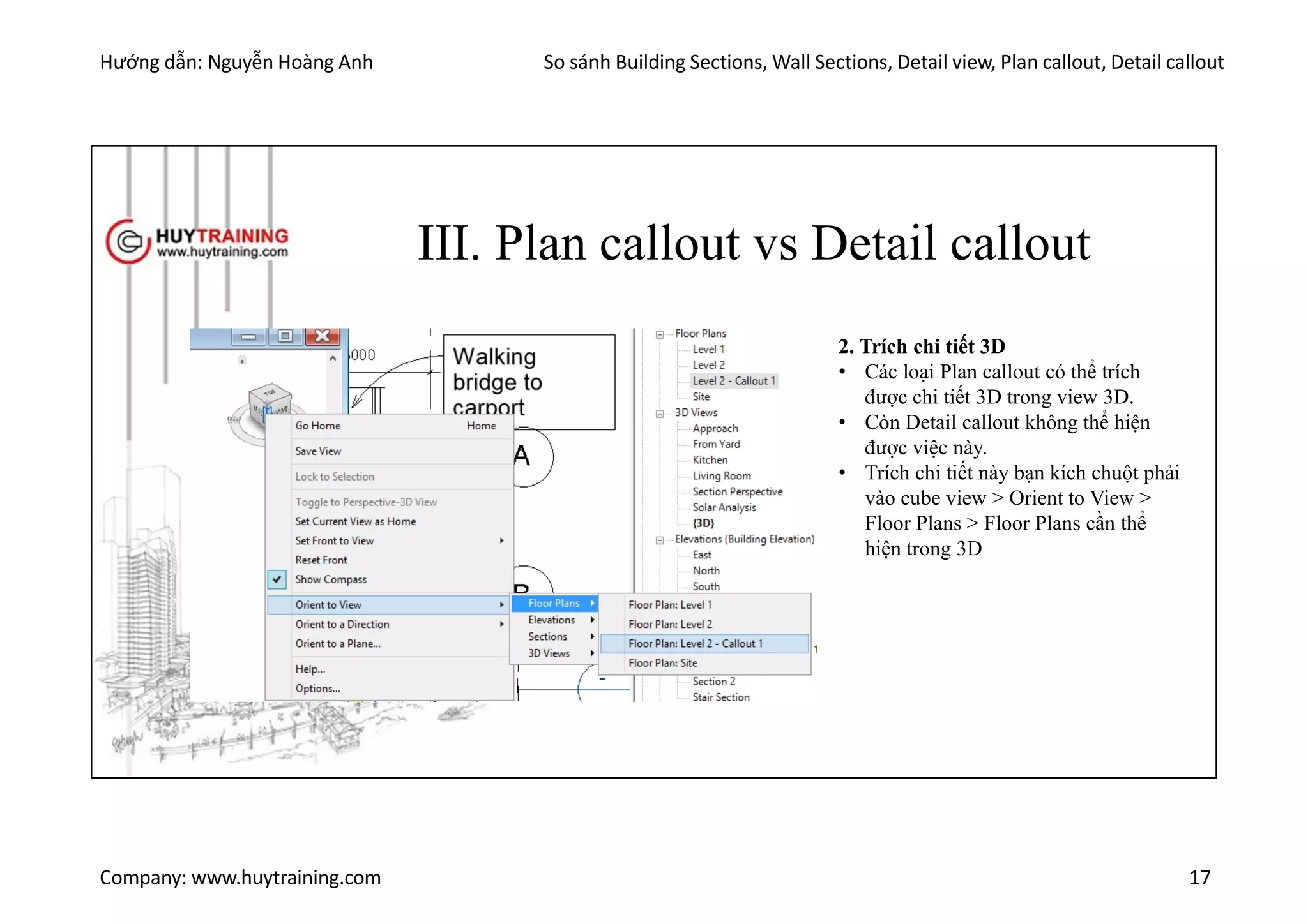 So Sánh building sections, wall sections, detail view, plan callout, detail callout trong Revit ...