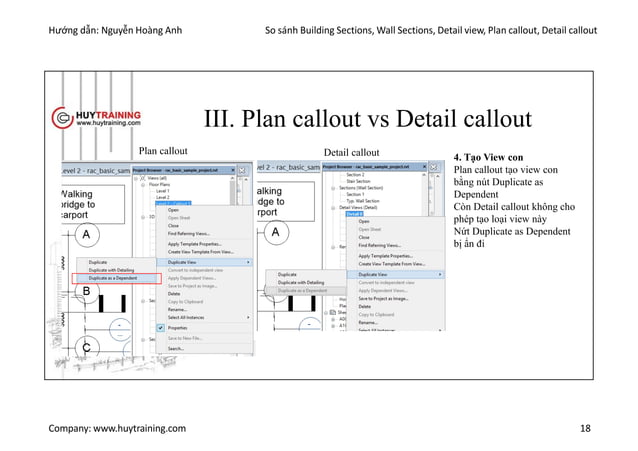 So Sánh building sections, wall sections, detail view, plan callout, detail callout trong Revit ...