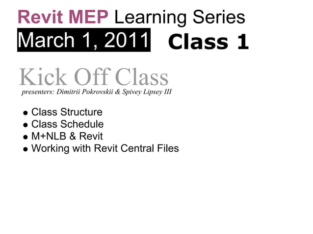 Revit MEP learning Series | PPT