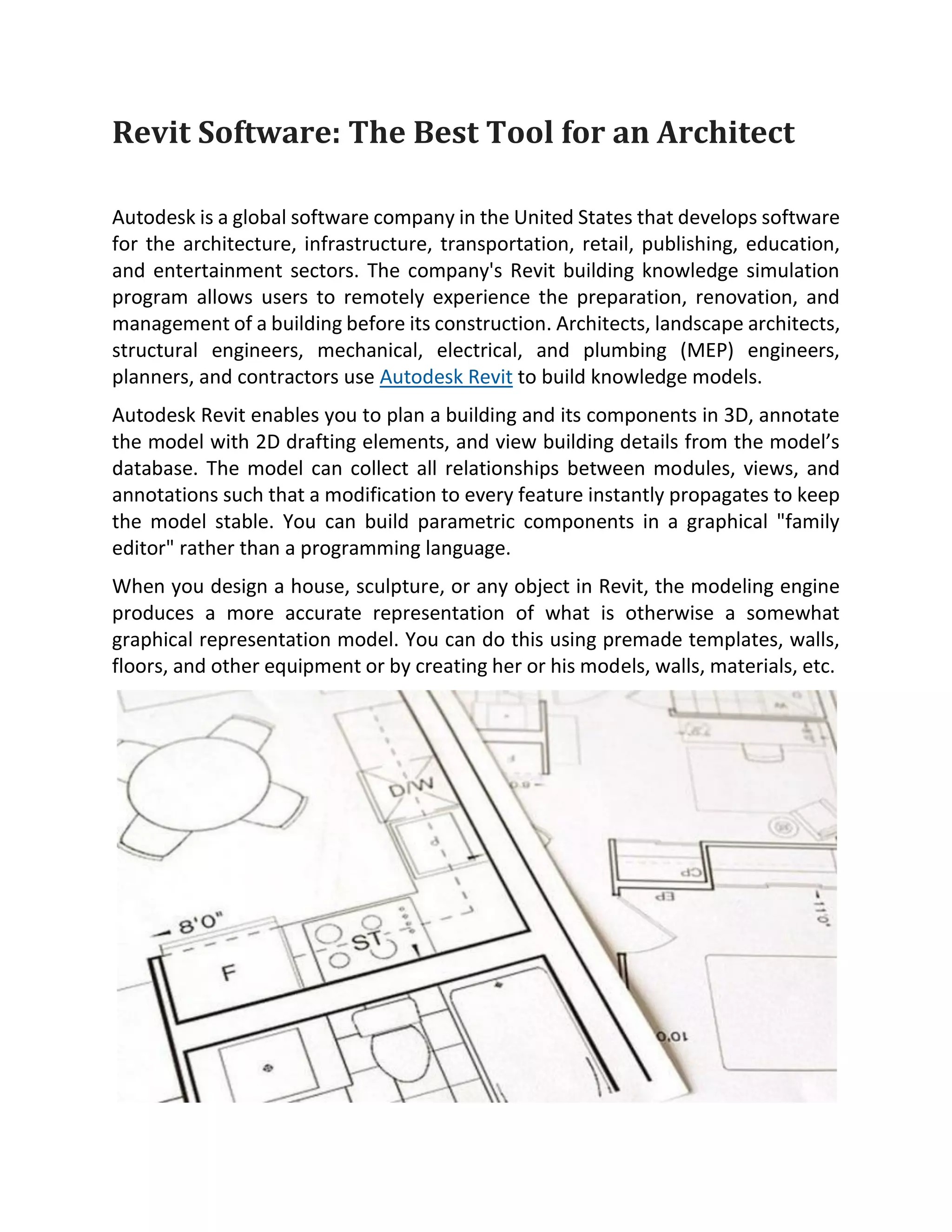 Revit software - the best tool for an architect | PDF