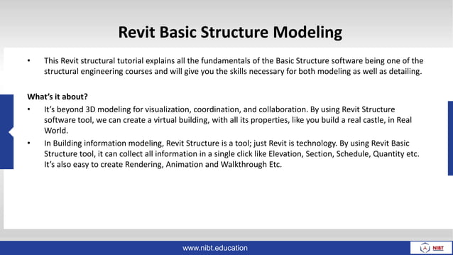 Revit structure tutorial|structural engineering courses| NIBT eLearning | PPT