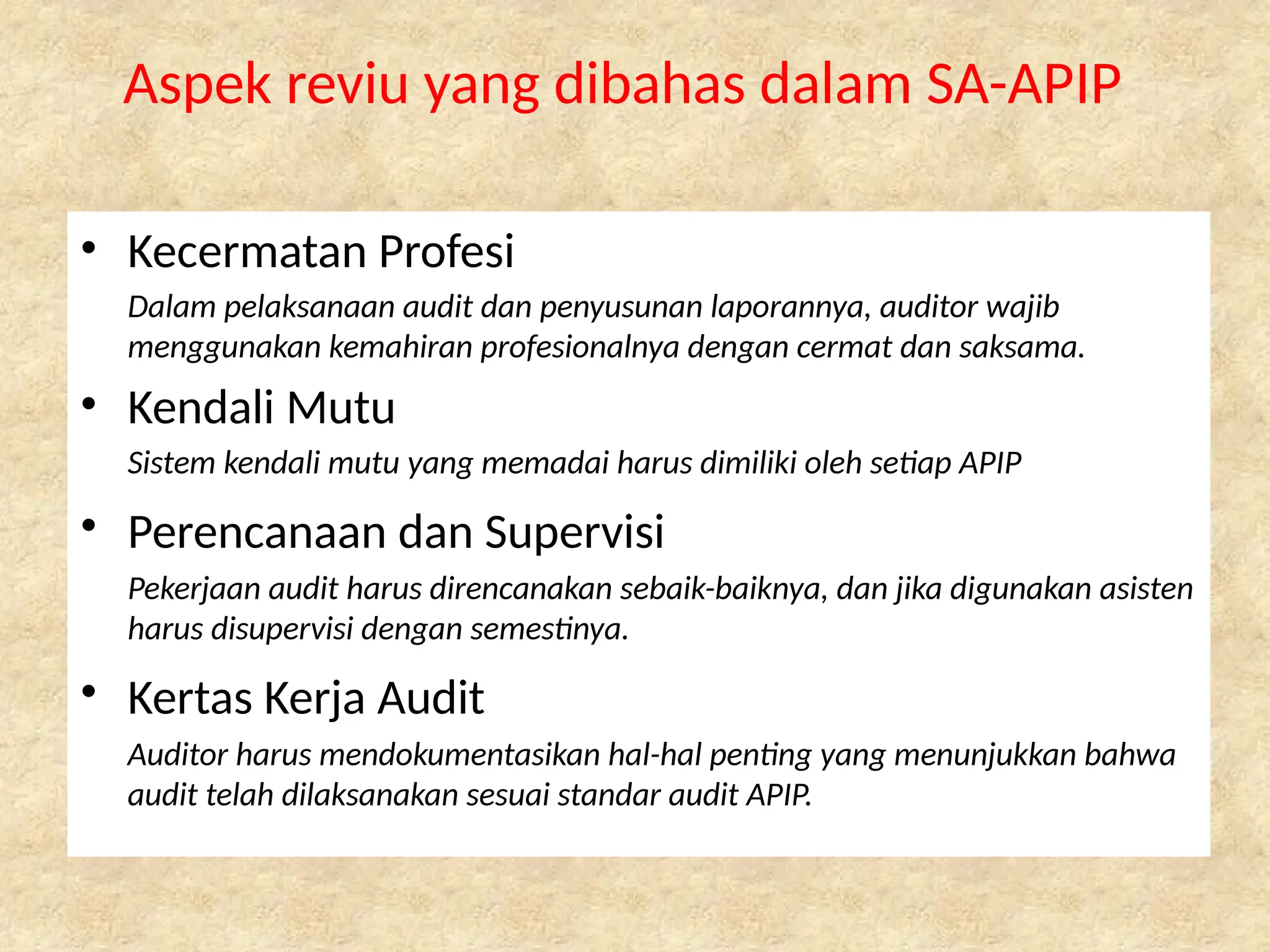 Reviu Kertas Kerja Audit sebagai Bahan Materi Diklat Auditor Muda | PPTX