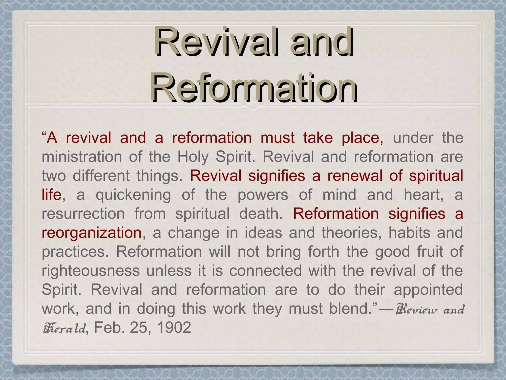 Revival and Reformation for Seventh-day Adventists | PPT
