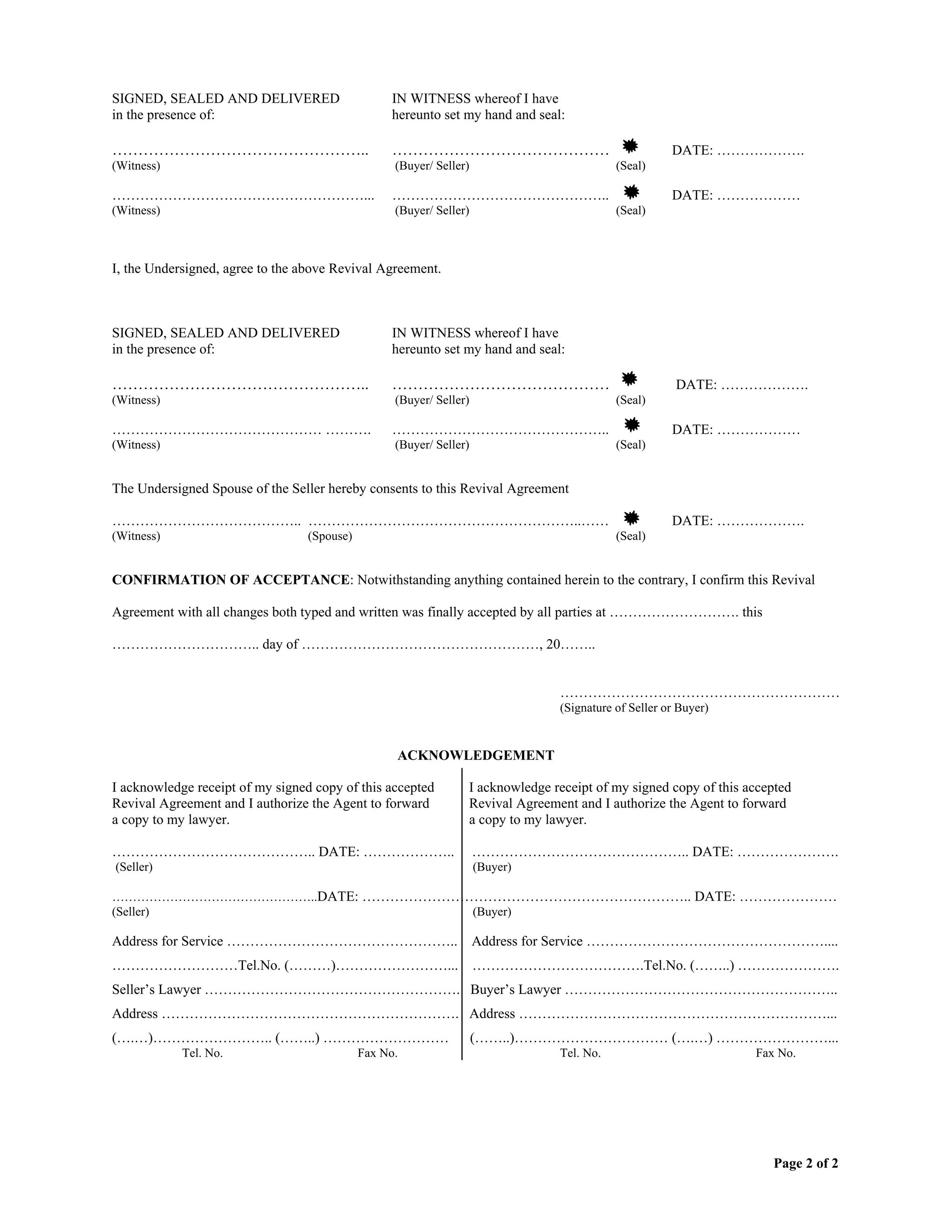 Toronto Real Estate Revival agreement | PDF