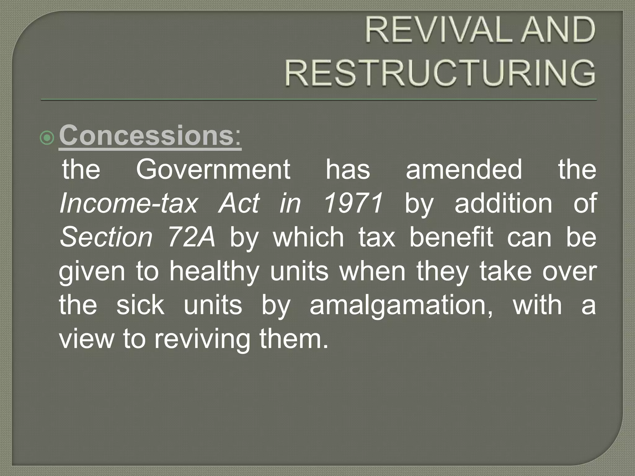 Revival and restructuring of sick companies | PPTX
