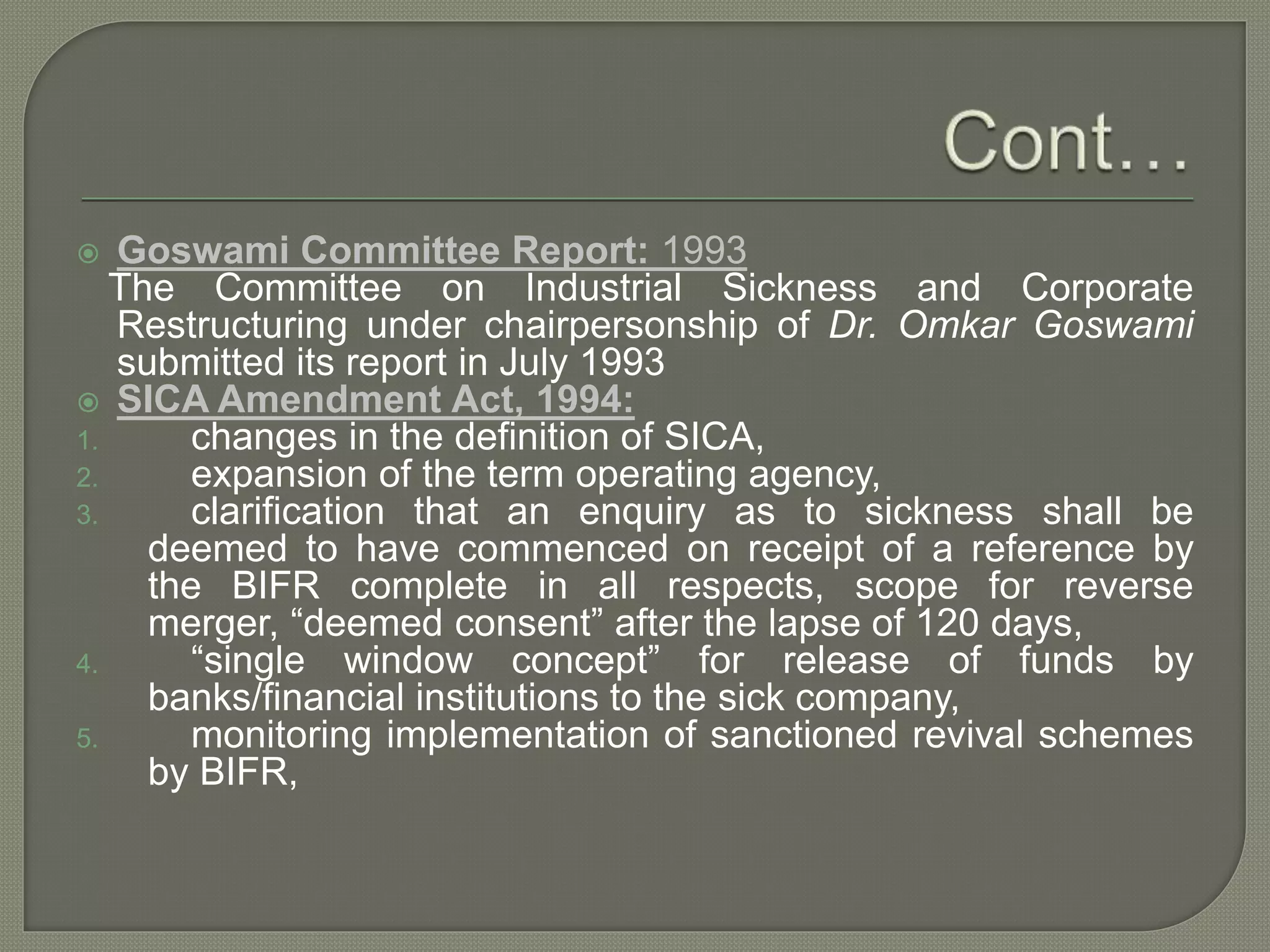 Revival and restructuring of sick companies | PPTX