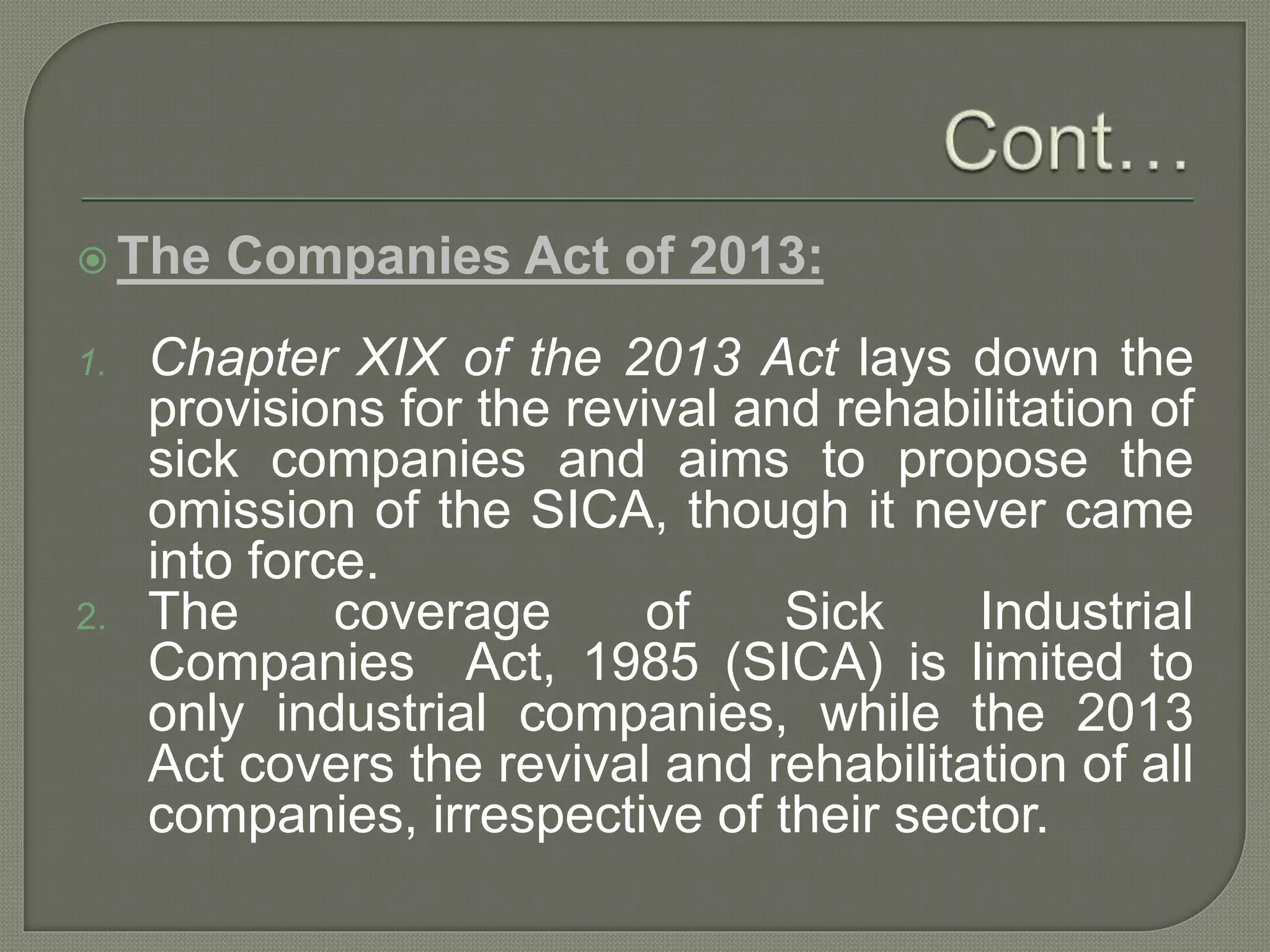 Revival and restructuring of sick companies | PPTX