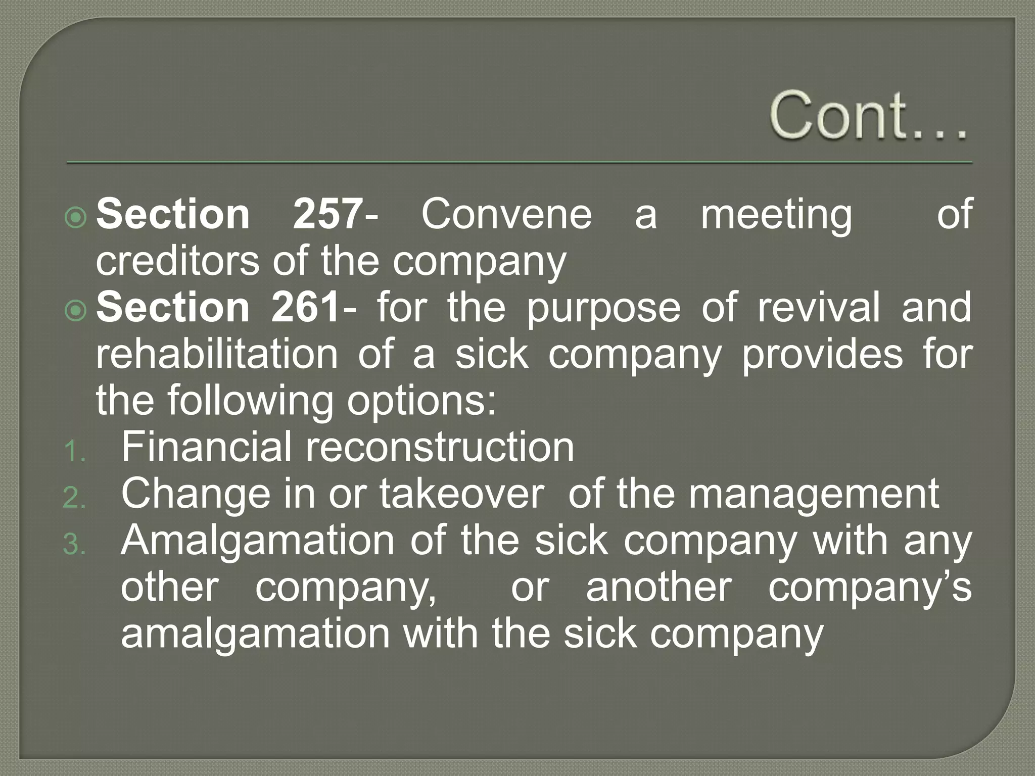 Revival and restructuring of sick companies | PPTX