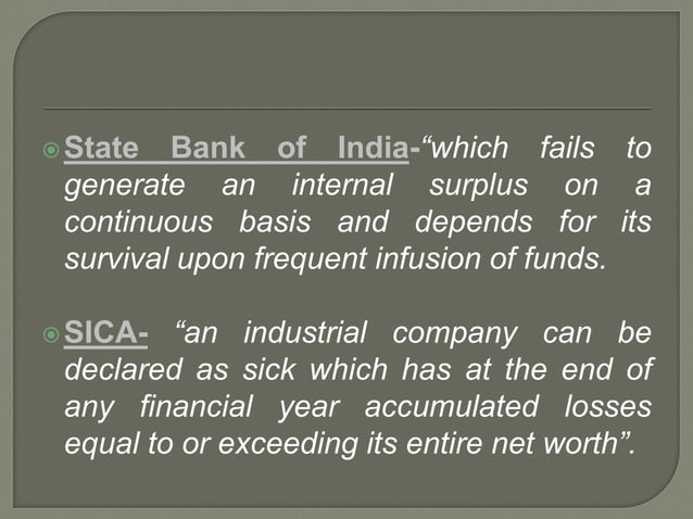 Revival and restructuring of sick companies | PPTX | Bankruptcy ...