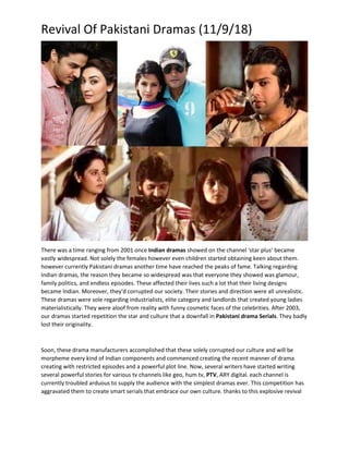 Revival of pakistani dramas | PDF