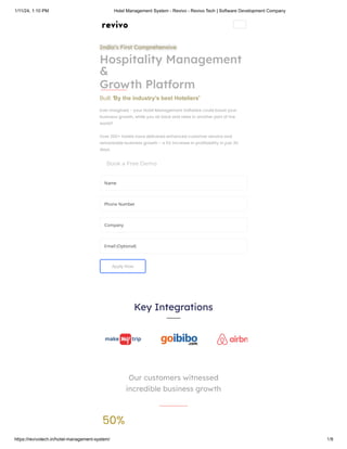 Revivo Technologies - The Invisible Manager-HotelX | PDF