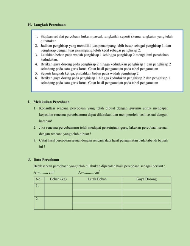 Kunci LKPD Hukum Pascal | PDF