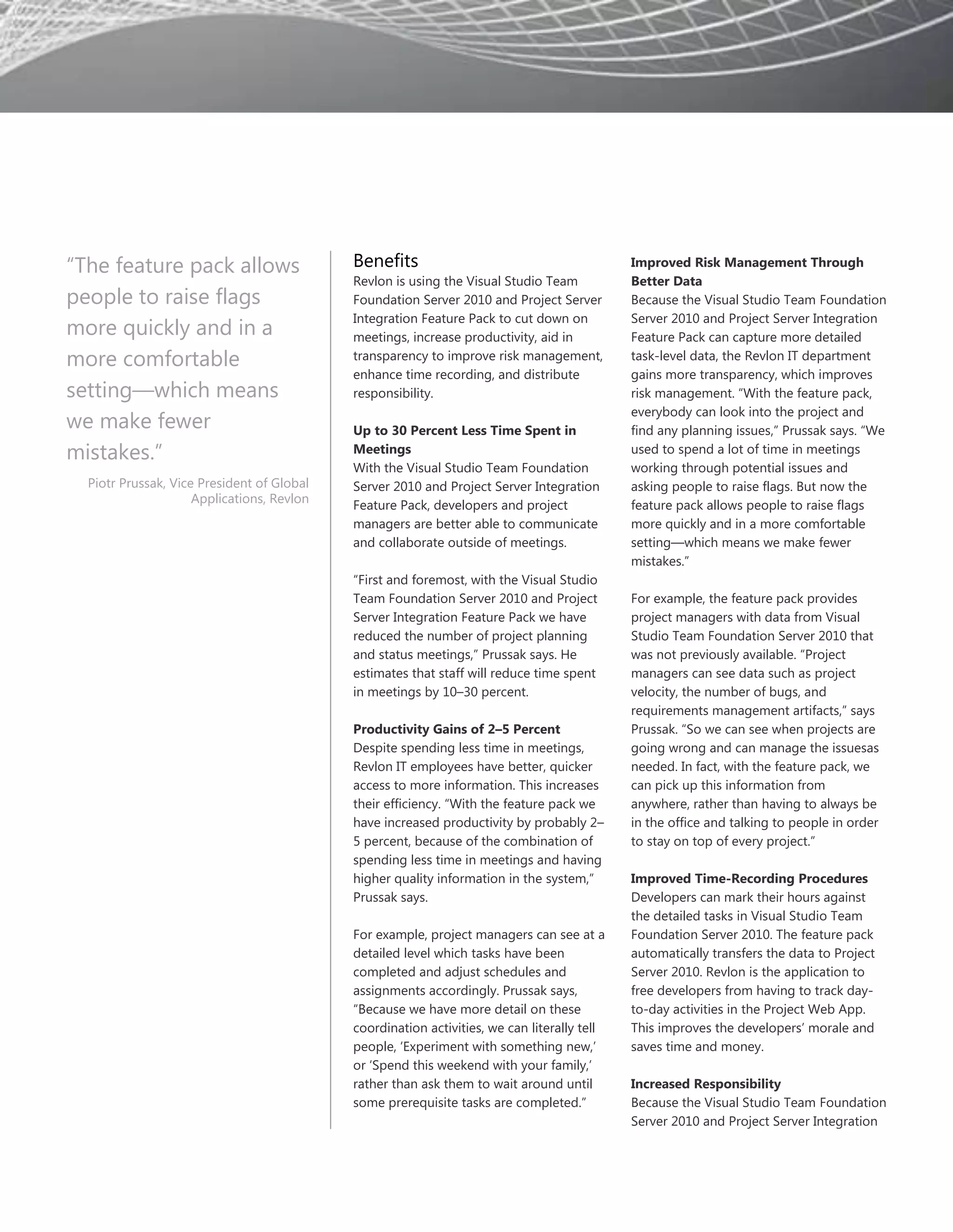 Revlon - Project Server 2010 - Case Study | DOCX