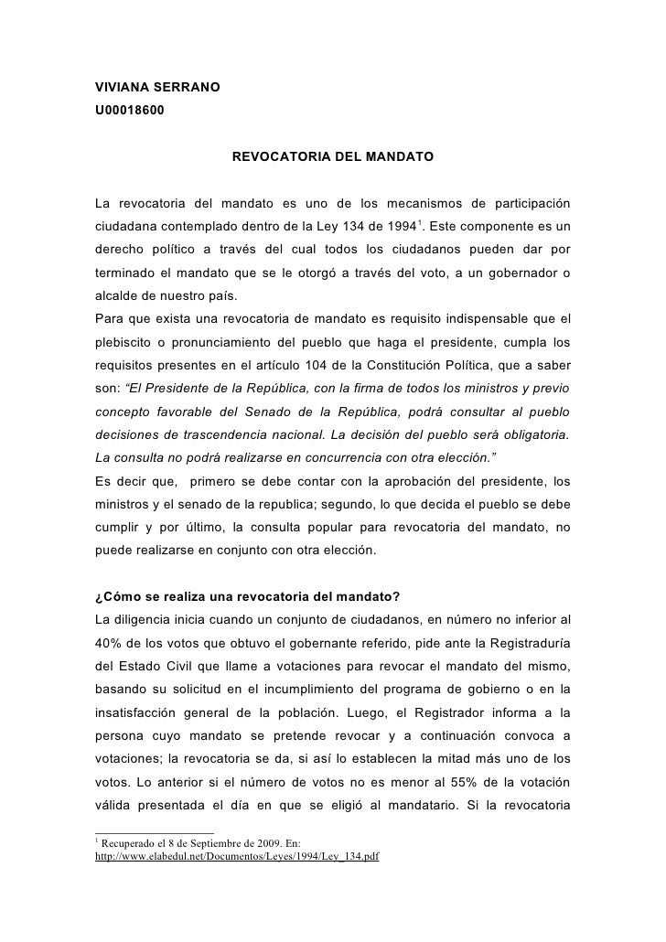 Revocatoria Del Mandato