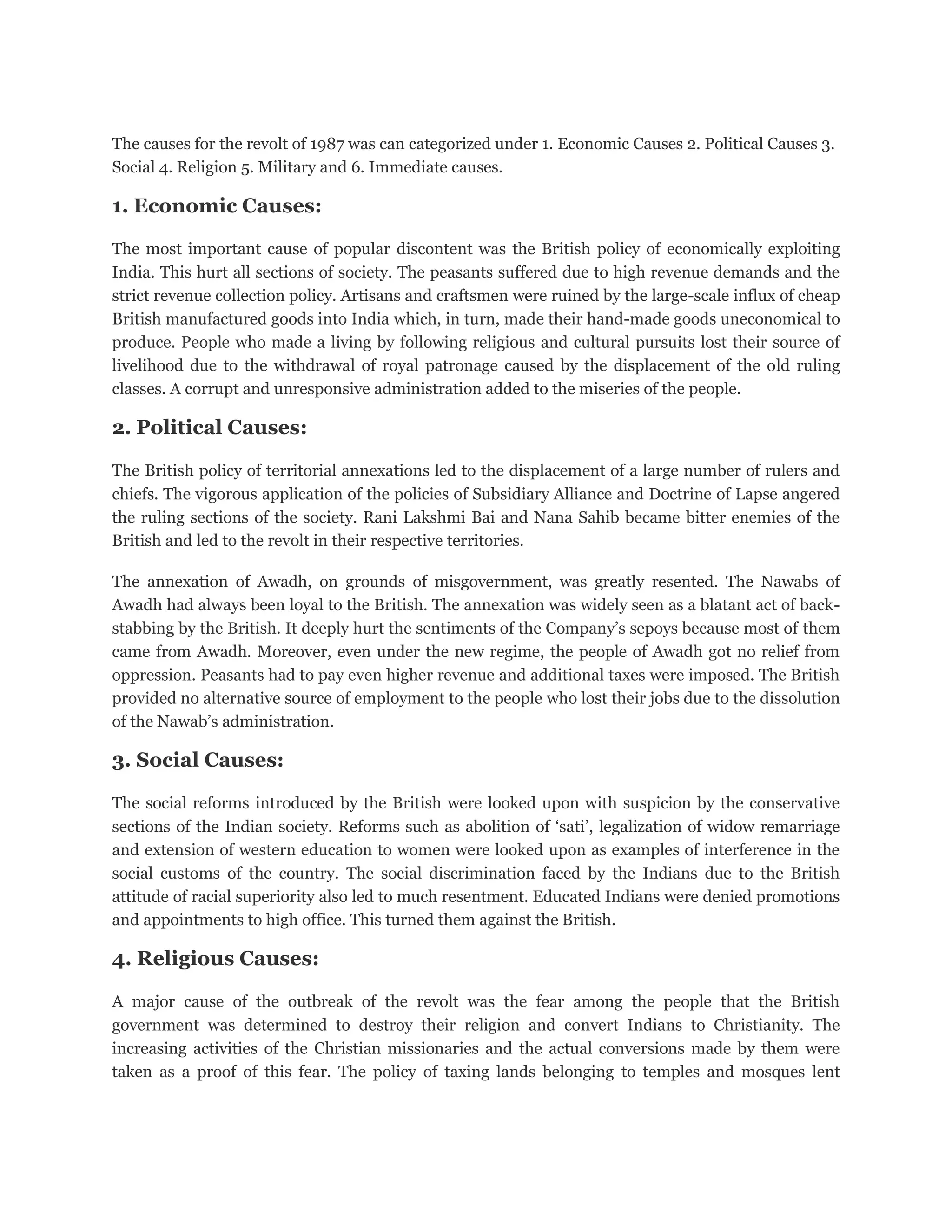 Revolt of 1857 solutions | DOCX