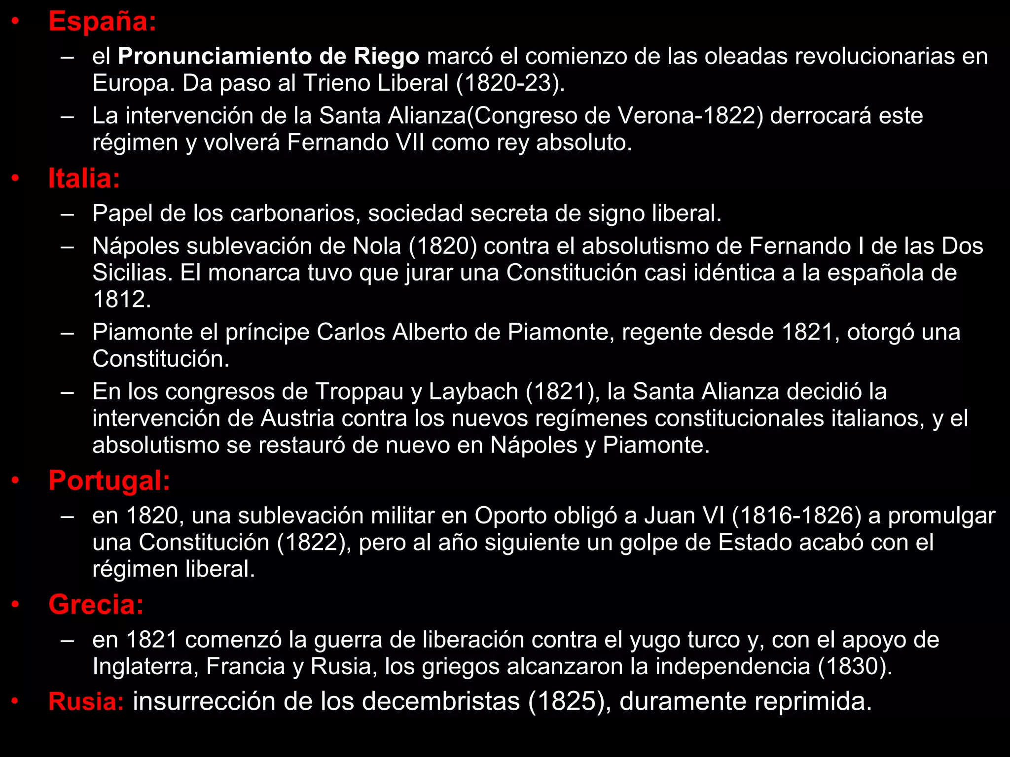 Revoluciones de 1820, 1830 y 1848 | PPT