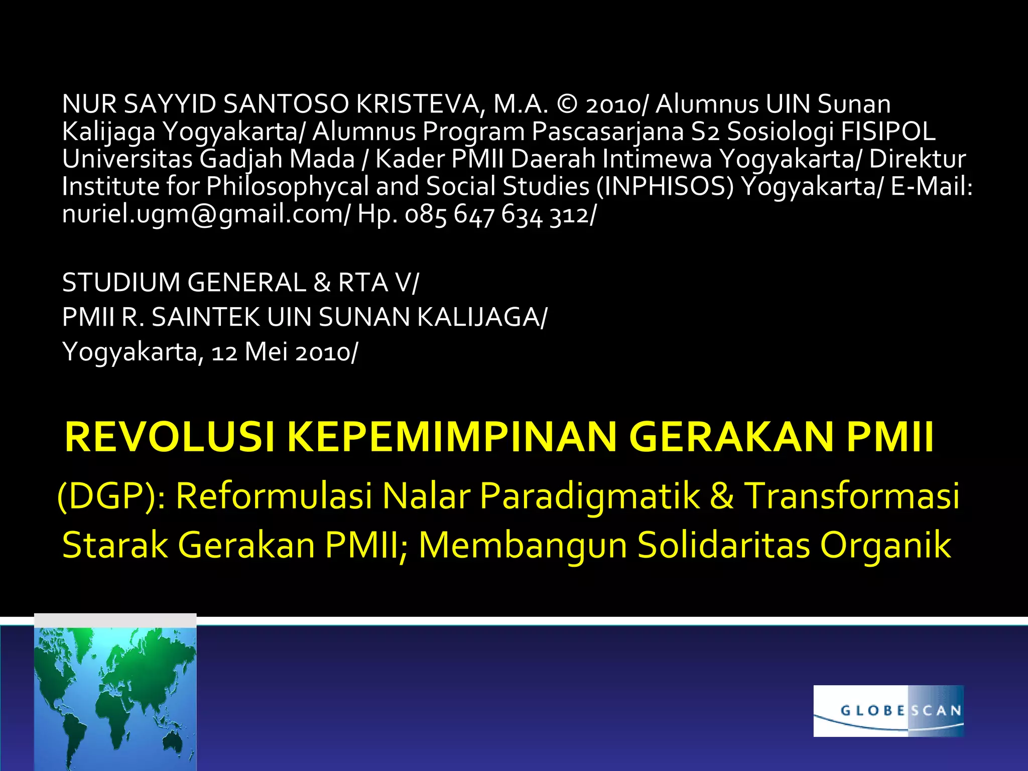 Revolusi Kepemimpinan Gerakan PMII | PPT