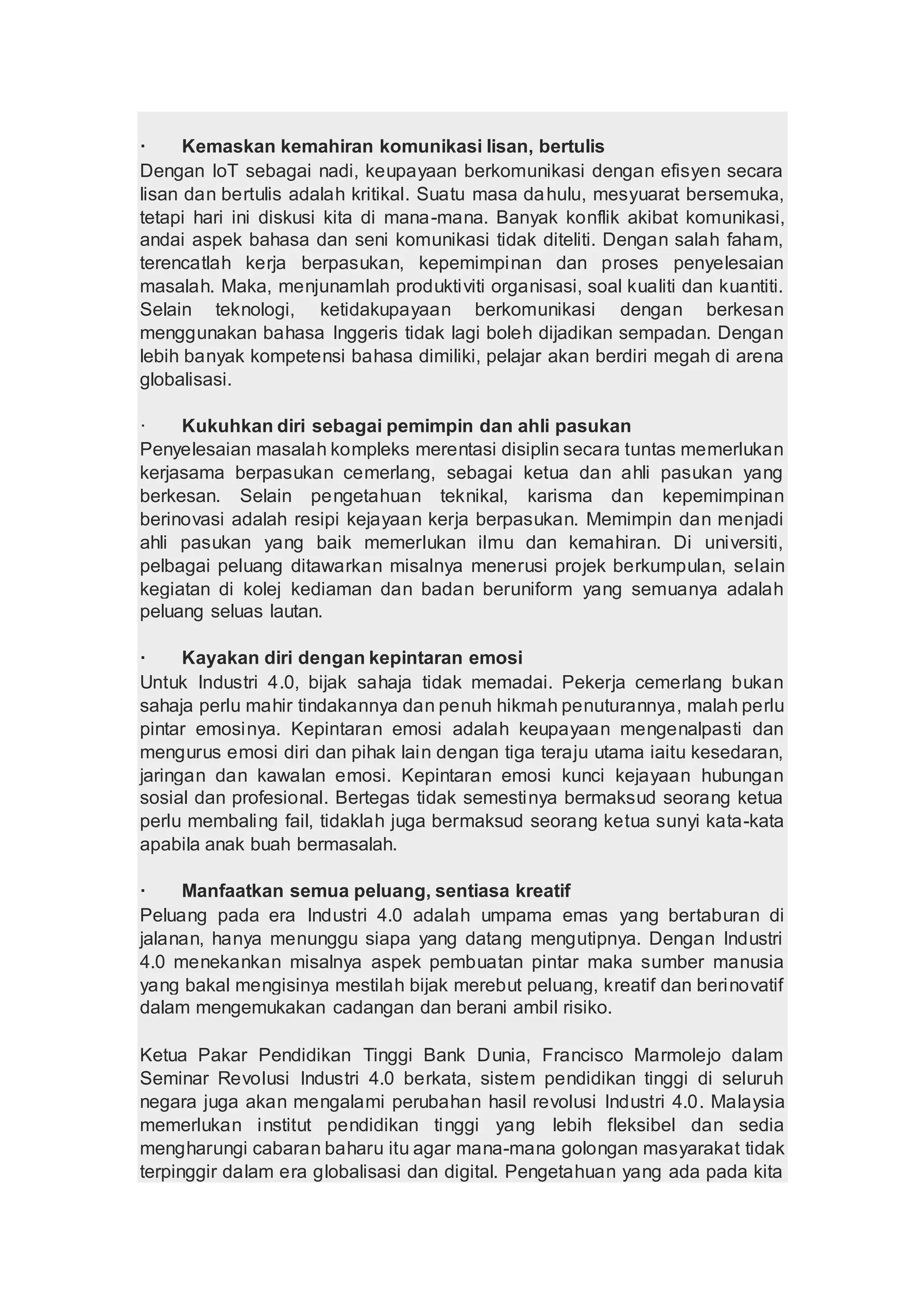 Revolusi perindustrian keempat | DOCX