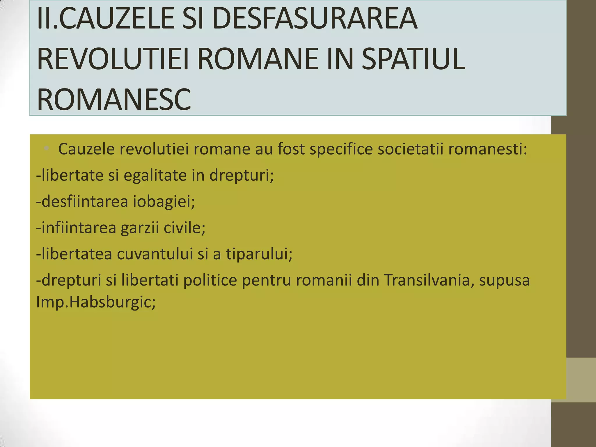 Revolutia de la 1848 in tarile romane | PPT