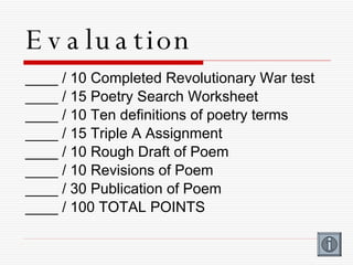 Revolutionary War Poetry Final | PPT | Poetry | Books and Literature