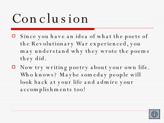 Revolutionary War Poetry Final | PPT | Poetry | Books and Literature