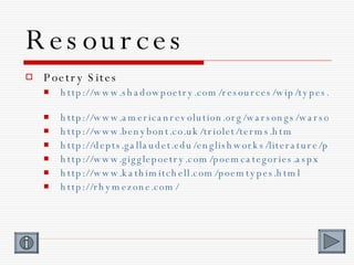 Revolutionary War Poetry Webquest Final | PPT