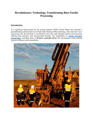 Revolutionary Technology Transforming Rare Earths Processing | PDF