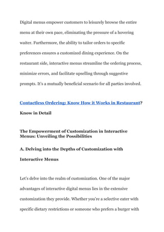 Revolutionize Dining Experiences: Order, Customize, and Pay Seamlessly ...