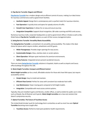 Revolutionizing Access - Turnstile Speed Gates across the UAE | PDF