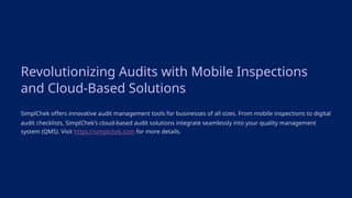 Revolutionizing Audits with Mobile Inspections and Cloud-Based ...