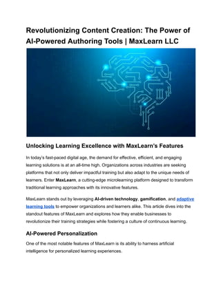 Revolutionizing Content Creation_ The Power of AI-Powered Authoring Tools _ MaxLearn LLC.pdf