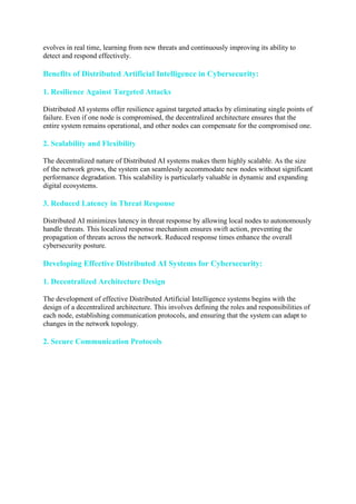 Revolutionizing Cybersecurity: The Era of Distributed AI Systems | PDF