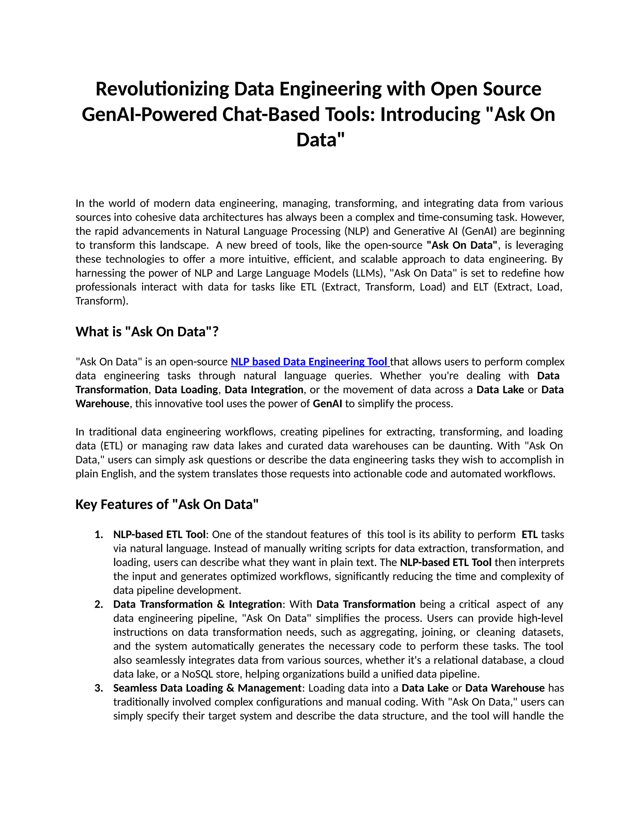 Revolutionizing Data Engineering With Open Source Genai Powered Chat