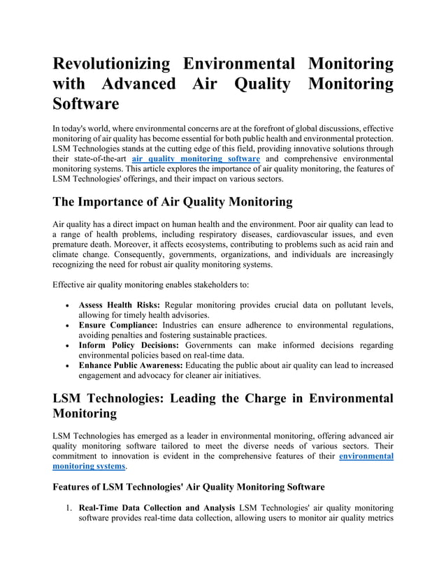 Revolutionizing Environmental Monitoring with Advanced Air Quality ...