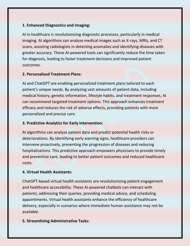Revolutionizing Healthcare with AI and ChatGPT- Elevating the Game. | PDF | Technology Industry ...