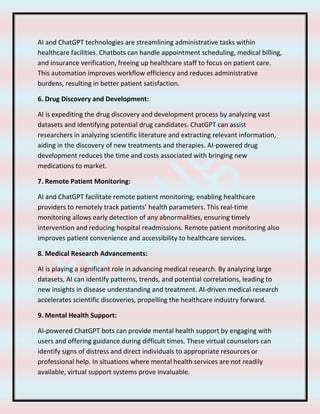 Revolutionizing Healthcare with AI and ChatGPT- Elevating the Game ...