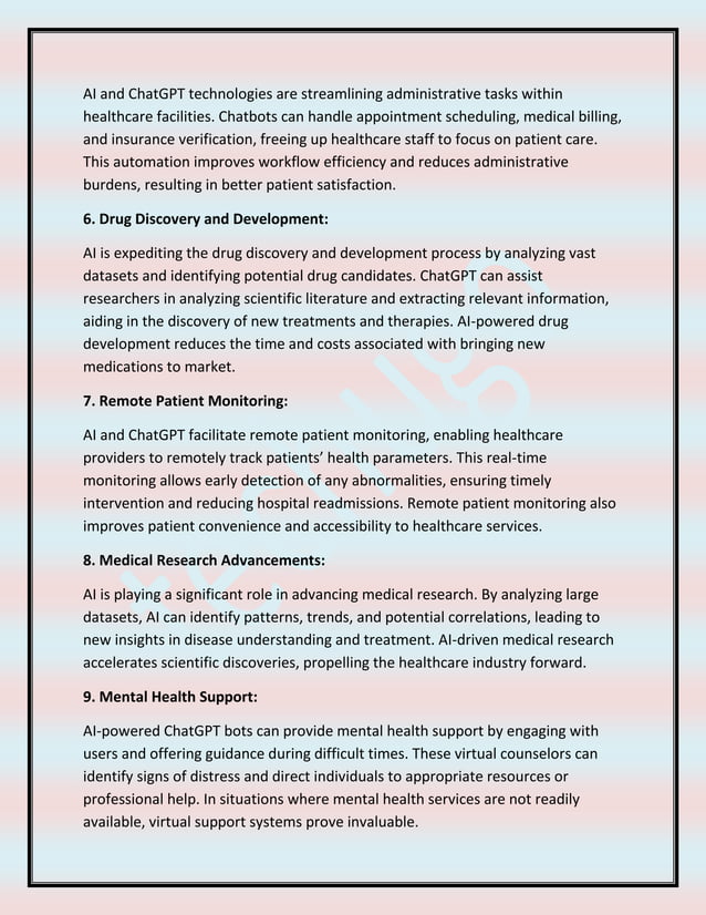 Revolutionizing Healthcare with AI and ChatGPT- Elevating the Game. | PDF