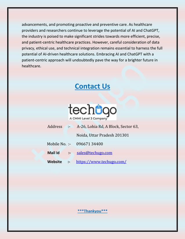 Revolutionizing Healthcare with AI and ChatGPT- Elevating the Game. | PDF